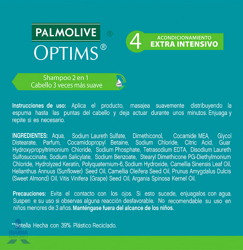 SHAMPOO PALMOLIVE OPTIMS EXTRA INTENSIVO 24/10 ML | Ibarra Mayoreo