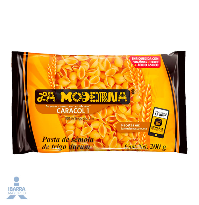 PASTA LA MODERNA CARACOL NO.1 200 GR.