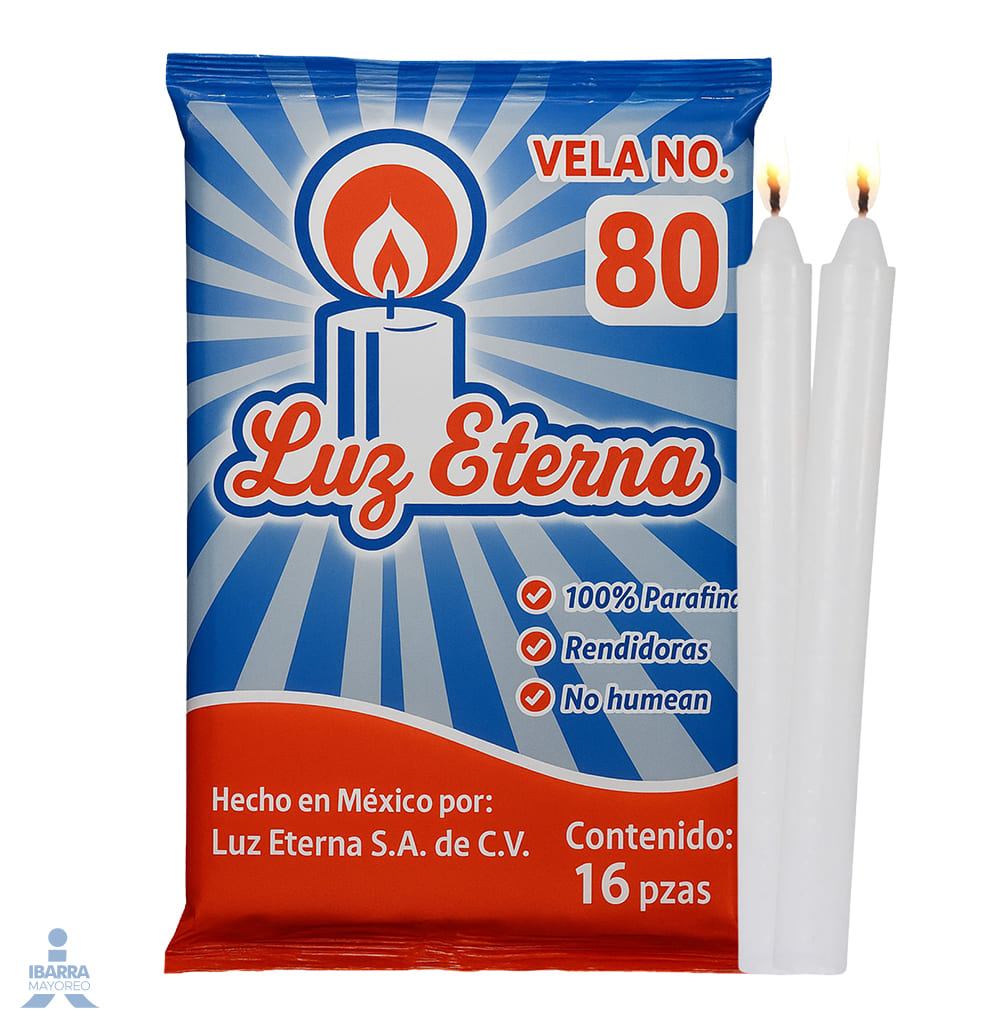 vela luz eterna no 80 16 pzas | Ibarra Mayoreo