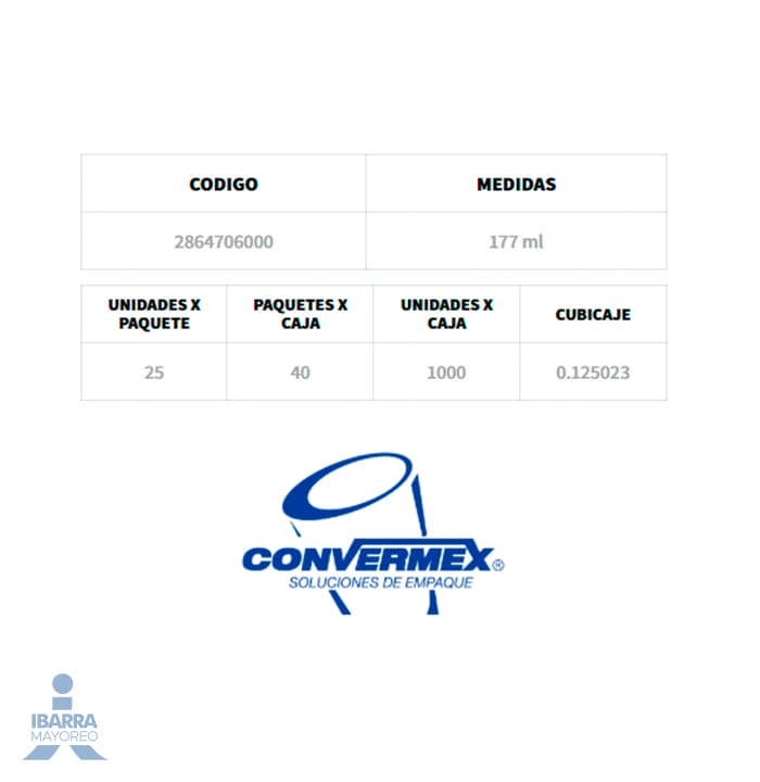 vaso termico convermex no 106/177 ml 25 pzas | Ibarra Mayoreo