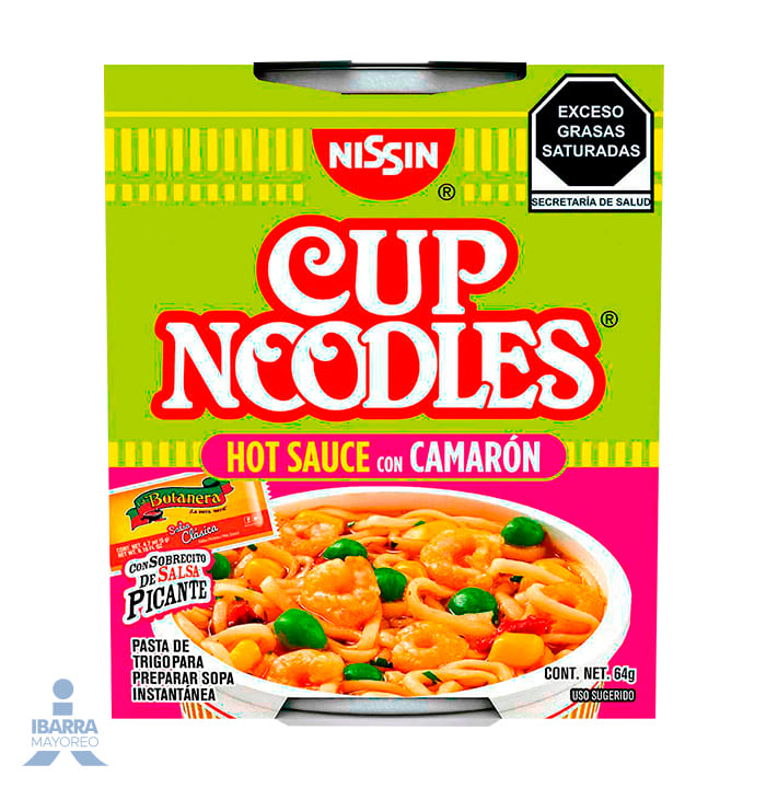 sopa nissin hot sauce camaron 64 g | Ibarra Mayoreo