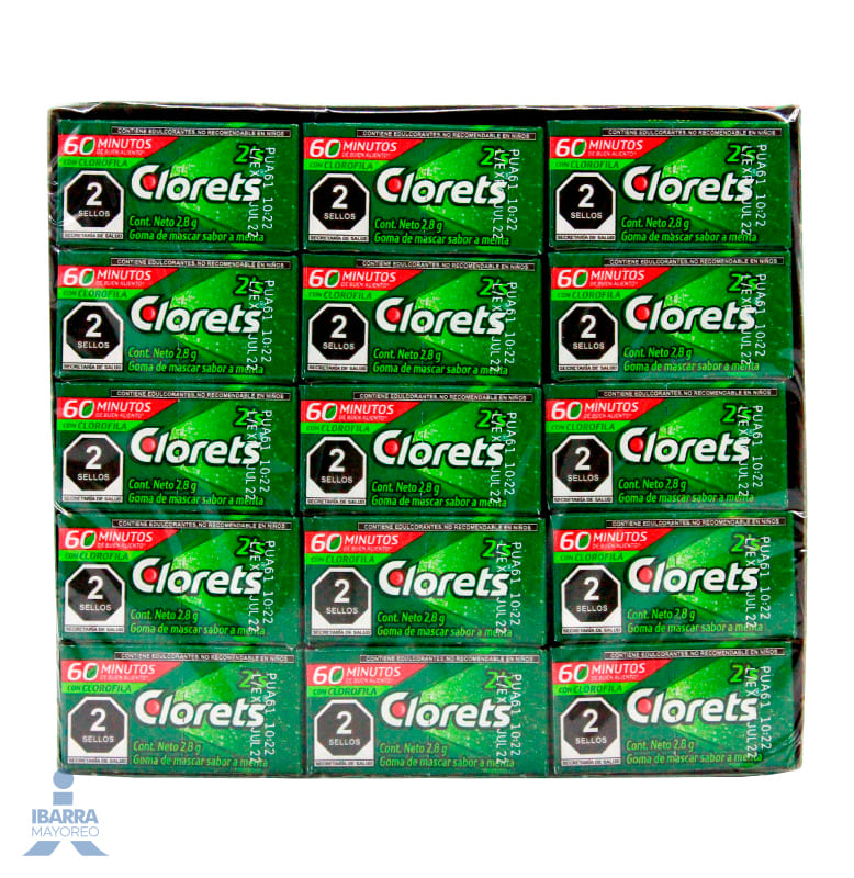 goma de mascar clorets 60/2 pzas | Ibarra Mayoreo