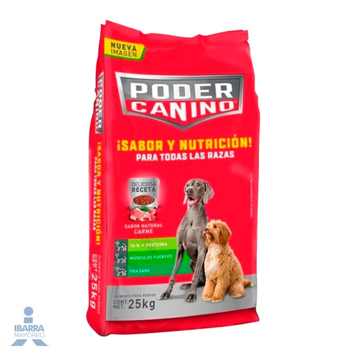 ALIMENTO GANADOR PODER CANINO 25 KG | Ibarra Mayoreo
