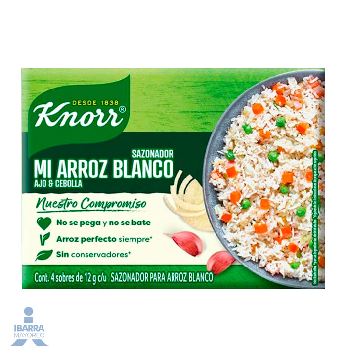 knorr sazonador mi arroz blanco 4/12 g | Ibarra Mayoreo