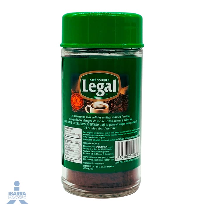 cafe legal descafeinado 100 g | Ibarra Mayoreo