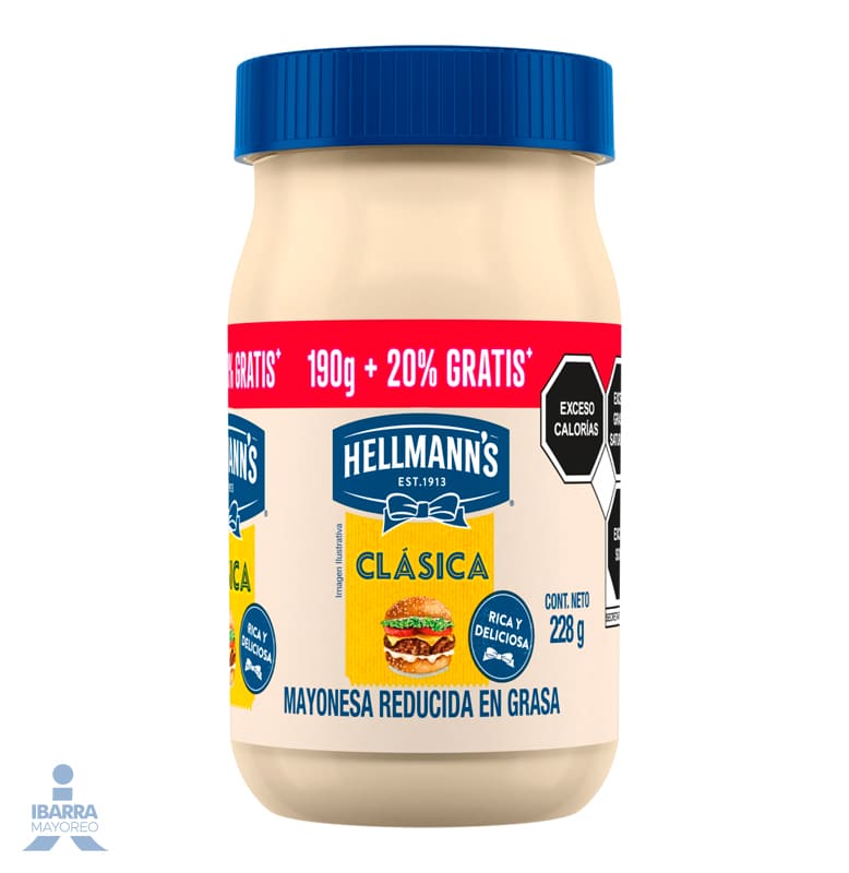 mayonesa hellmanns 228 g | Ibarra Mayoreo