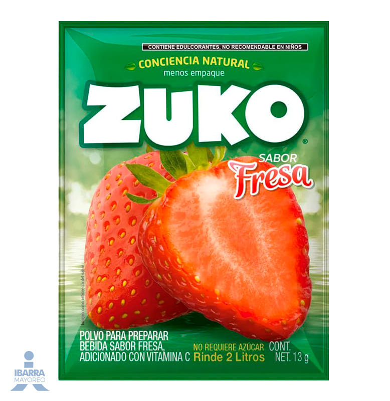 refresco zuko fresa 15 g | Ibarra Mayoreo
