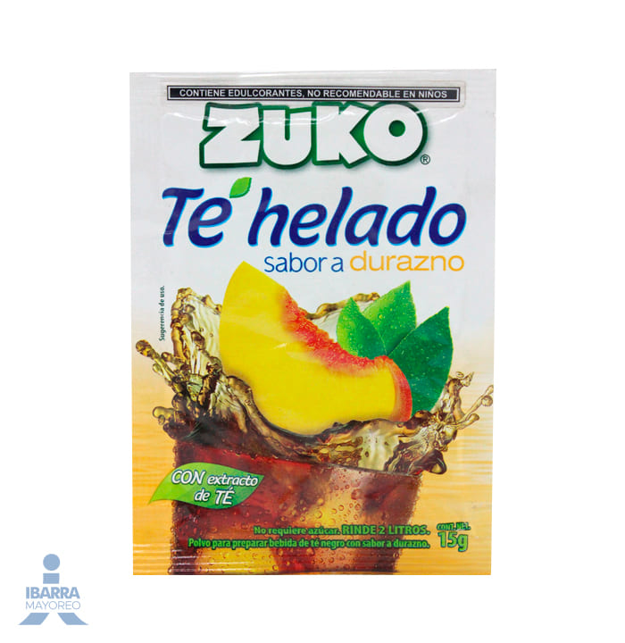 bebida en polvo zuko sabor te negro durazno 13 g | Ibarra Mayoreo
