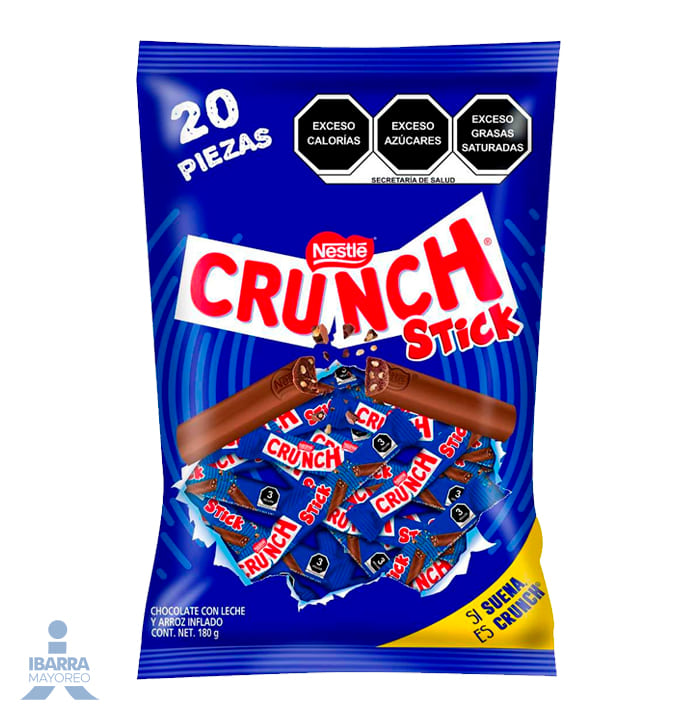 chocolate crunch stick con 20 piezas de 9 g c/u | Ibarra Mayoreo