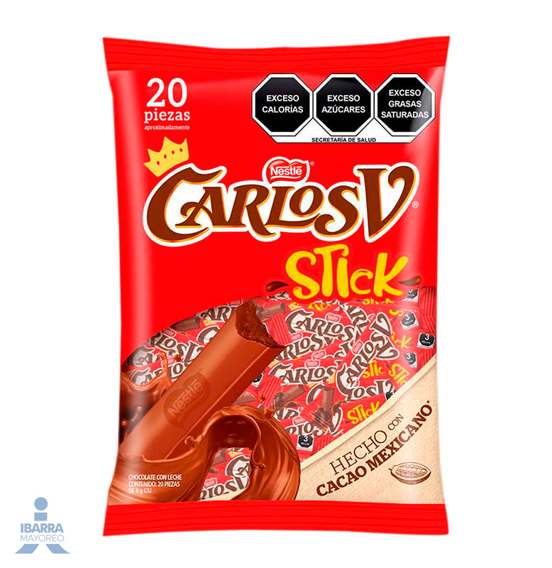 chocolate carlos v original stick 20 piezas 8 g c/u | Ibarra Mayoreo