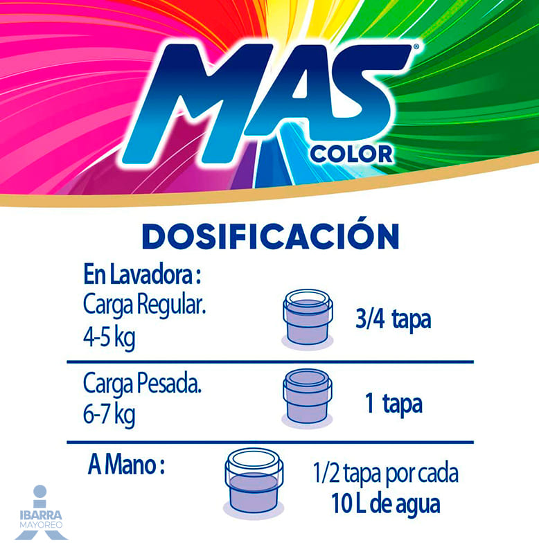 DETERGENTE LIQUIDO MAS COLOR 830 ML | Ibarra Mayoreo