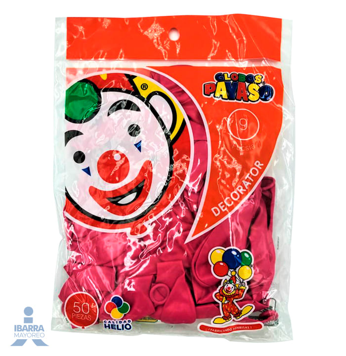 globo payaso no 9 decorator fucsia 50 pzas | Ibarra Mayoreo