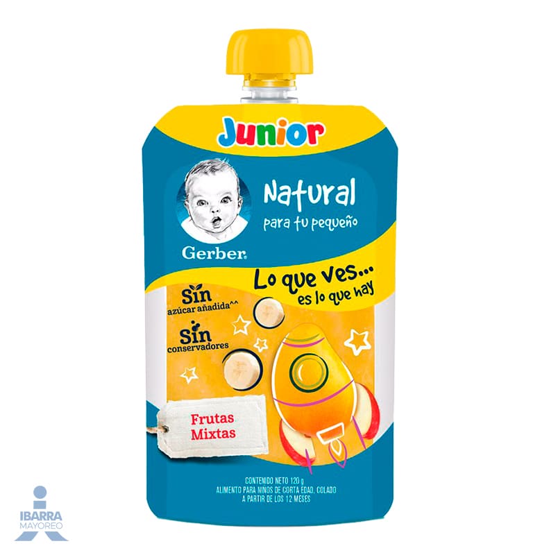 gerber junior frutas mixtas pouch 120 g | Ibarra Mayoreo
