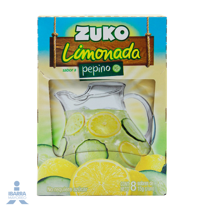 bebida en polvo limonada zuko sabor pepino 15 g | Ibarra Mayoreo