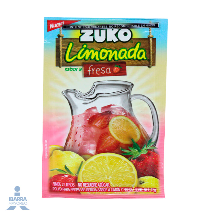 refresco zuko limonada fresa 15 g | Ibarra Mayoreo