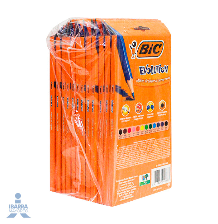 lapices de colores bic evolution 12 pzas gratis 2 pzas | Ibarra Mayoreo