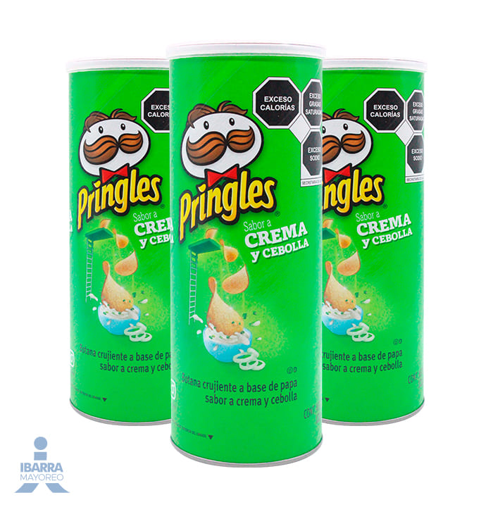 pringles papas crema cebolla 124 g | Ibarra Mayoreo