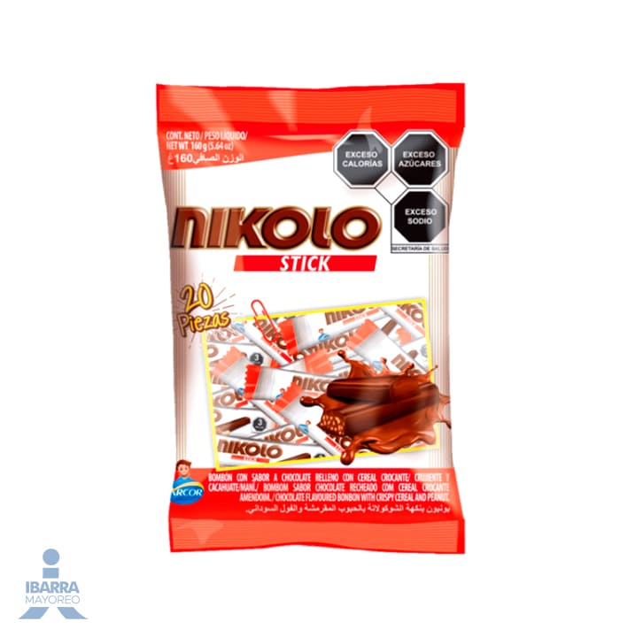 chocolate arcor nikolo cacahuate stick 20/8 g | Ibarra Mayoreo