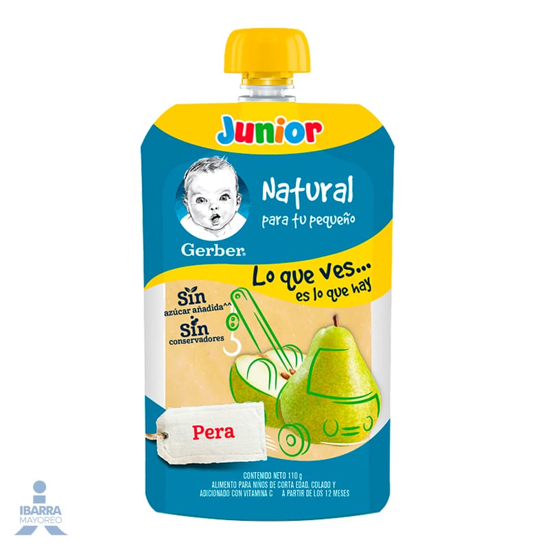 gerber junior pera pouch 110 g | Ibarra Mayoreo
