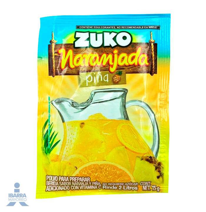 bebida en polvo zuko sabor naranjada pina 15 g | Ibarra Mayoreo