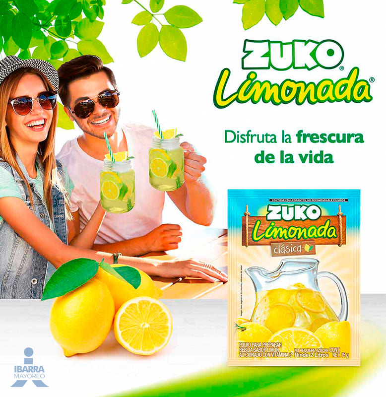 bebida en polvo zuko sabor limonada 15 g | Ibarra Mayoreo