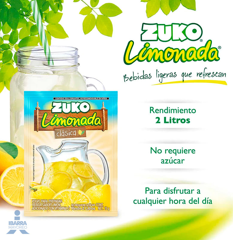 refresco zuko limonada 15 g | Ibarra Mayoreo