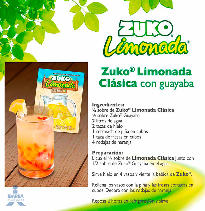 bebida en polvo zuko sabor limonada 15 g | Ibarra Mayoreo