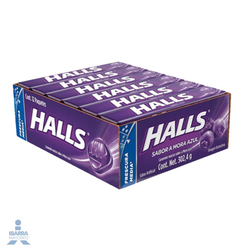 pastilla halls mora azul 12 pzas | Ibarra Mayoreo