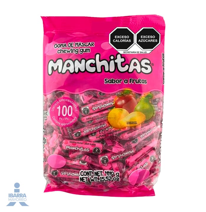 goma de mascar manchitas frutas 100 pzas | Ibarra Mayoreo