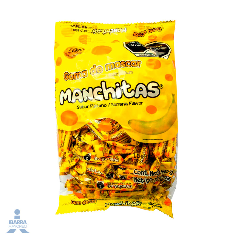 goma de mascar manchitas platano 100 pzas | Ibarra Mayoreo