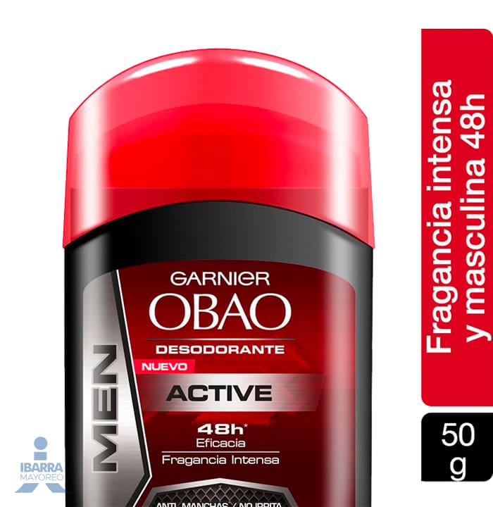 desodorante obao hombre active stick 50 g | Ibarra Mayoreo