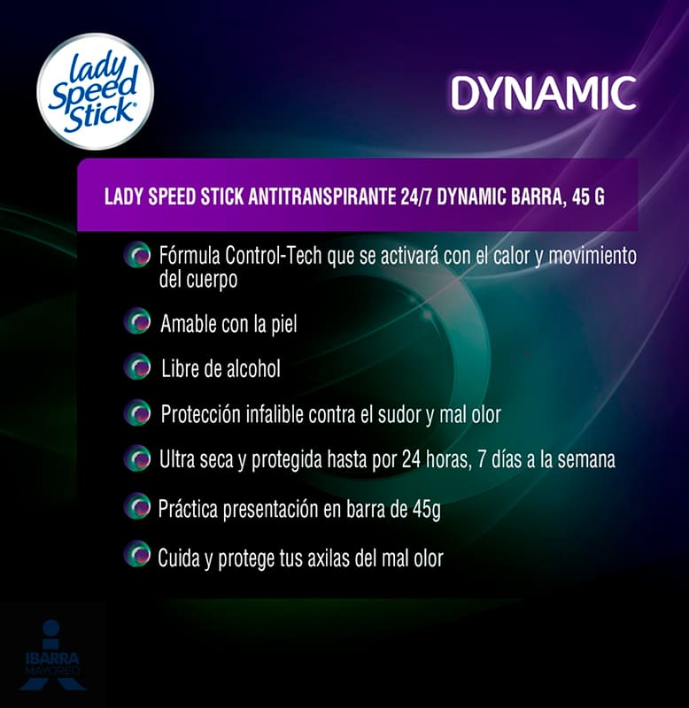 desodorante lady speed stick dynamic 45 g | Ibarra Mayoreo