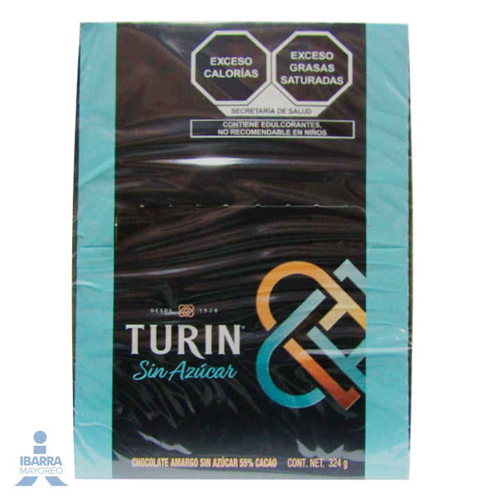 chocolate turin amargo sin azucar 18/18 g | Ibarra Mayoreo