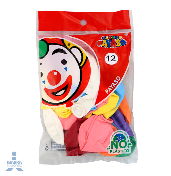 globo payaso no 12 surtido 25 pzas | Ibarra Mayoreo