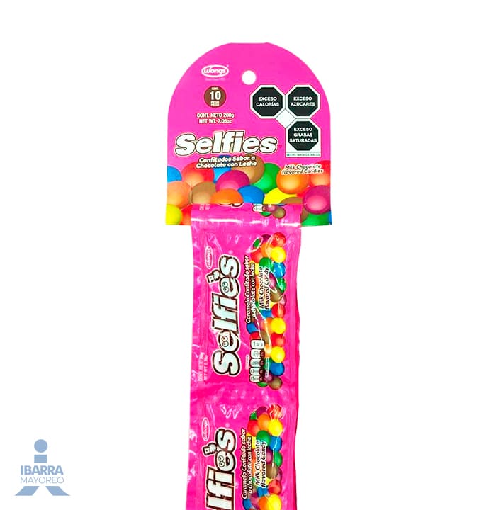 chocolate selfies confitado tira rosa 10 pzas | Ibarra Mayoreo