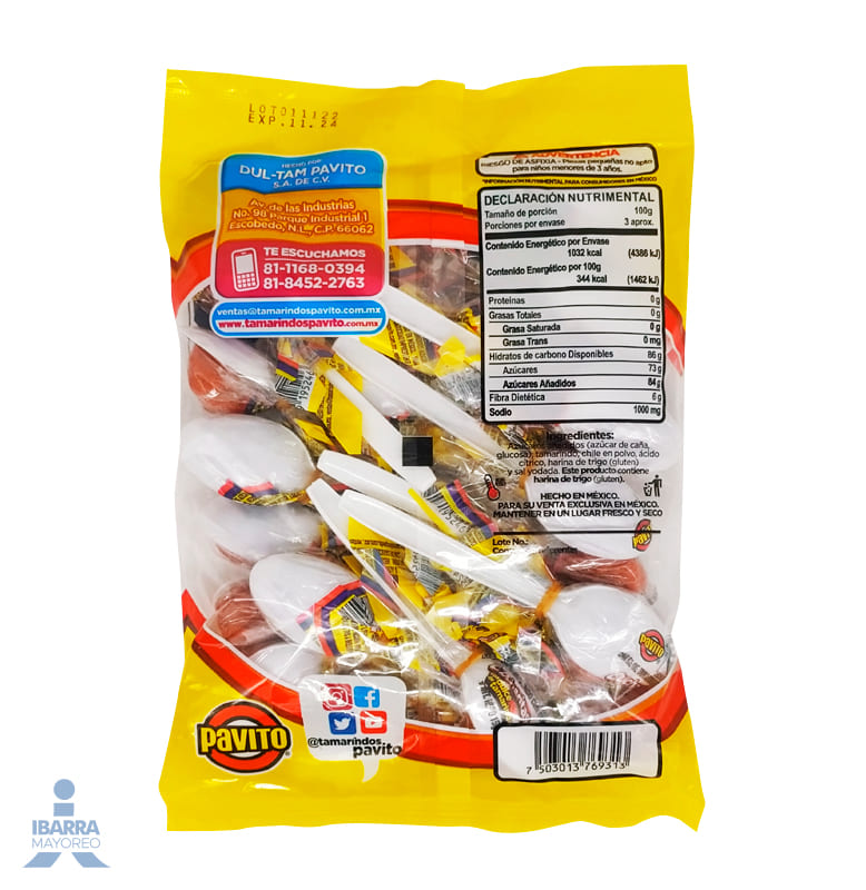 tamarindo pavito cucharitas 20 pzas | Ibarra Mayoreo