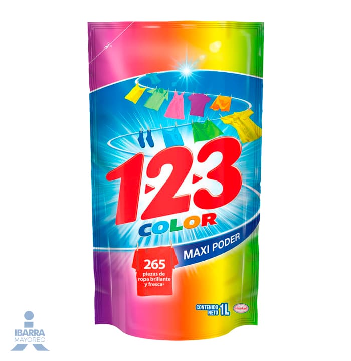 detergente 123 color liquido 1 l | Ibarra Mayoreo