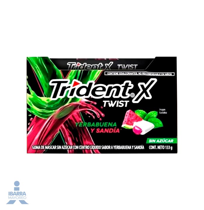 goma de mascar trident x-twist yerbabuena sandia 10/13 3 g | Ibarra Mayoreo
