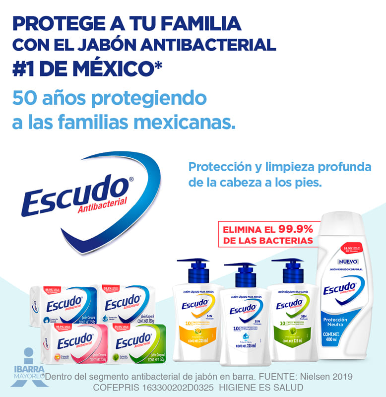 JABON ESCUDO ANTIBACTERIAL BARRA PROTECCION Y SUAVIDAD 150 GR.