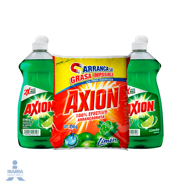 detergente axion limon 12/250 g + 2 axion liquido 400 ml | Ibarra Mayoreo