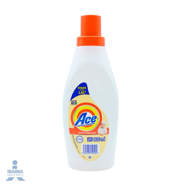 detergente ace suave y delicado liquido 800 ml | Ibarra Mayoreo