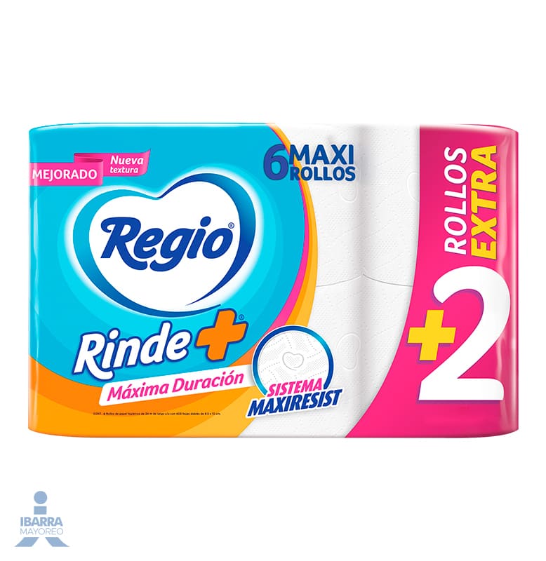 papel higienico regio rinde mas 375 hojas 4 rollos + 2 | Ibarra Mayoreo