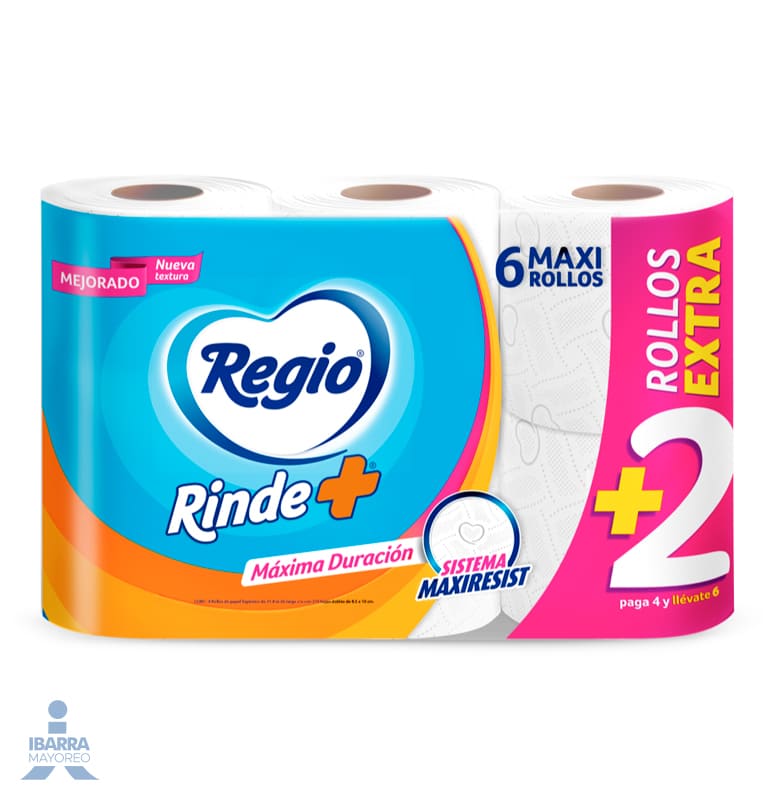 papel higienico regio rinde mas 375 hojas 4 rollos gratis 2 rollos ...
