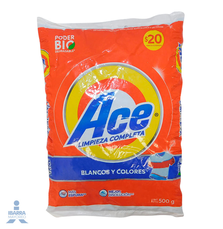 detergente ace 18/500 g gratis 3 ace 500 g | Ibarra Mayoreo