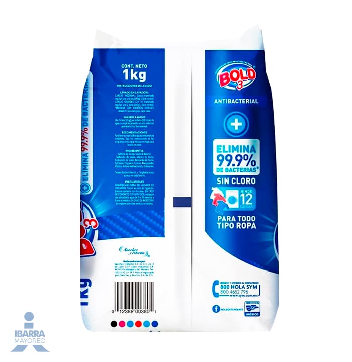 detergente bold 3 antibacterial 1 kg | Ibarra Mayoreo