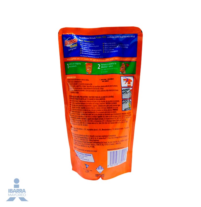 limpiador brasso gold limon doy pack 500 ml | Ibarra Mayoreo