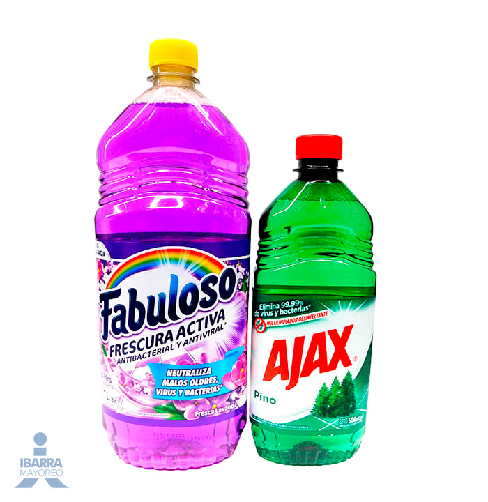 limpiador fabuloso lavanda 12/1 l + 2 ajax 500 ml | Ibarra Mayoreo limpiador fabuloso lavanda 12/1 l + 2 ajax 500 ml | Ibarra Mayoreo