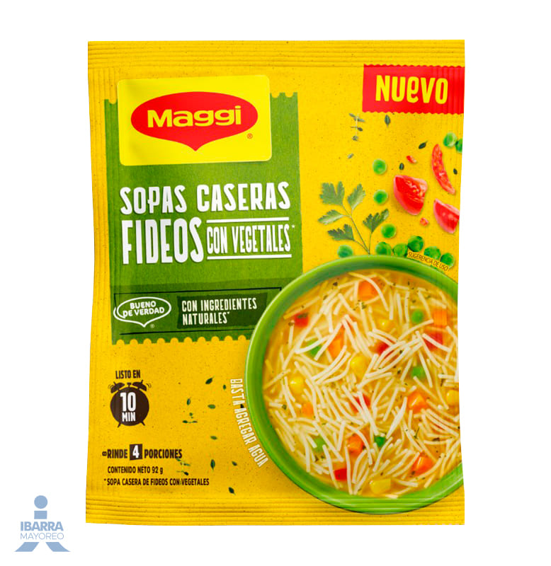 sopa maggi fideos con vegetales 92 g | Ibarra Mayoreo