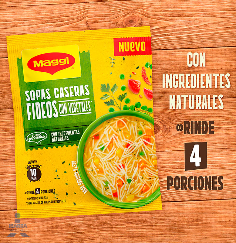 sopa maggi fideos con vegetales 92 g | Ibarra Mayoreo