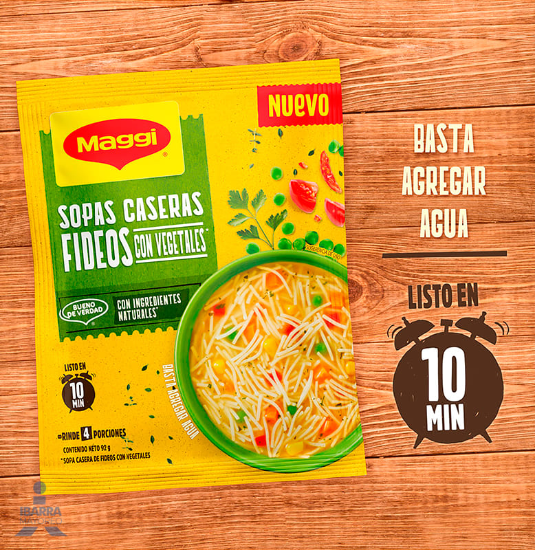 sopa maggi fideos con vegetales 92 g | Ibarra Mayoreo